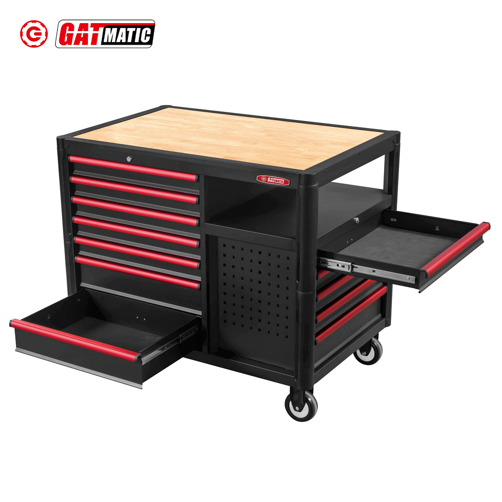 12 Drawers Wood Worktop Tool Trolley - professional automotive ...